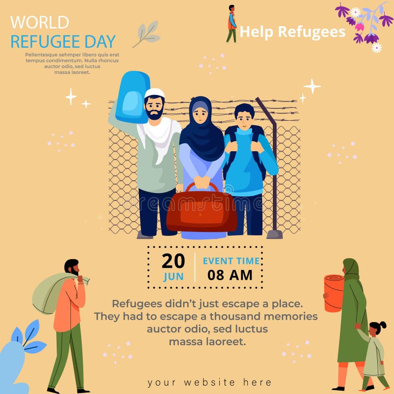 World Refugee Day. Social Media Template Design Stock Vector ...