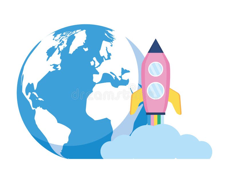 World rocket flight around stock illustration. Illustration of orbit ...