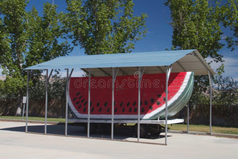World`s Largest Wooden Watermelon Stock Image - Image of trailer, town ...