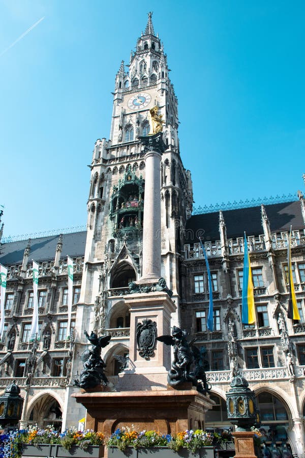 World S Most Extravagant Clock. - Munich. Stock Photo - Image of tower ...