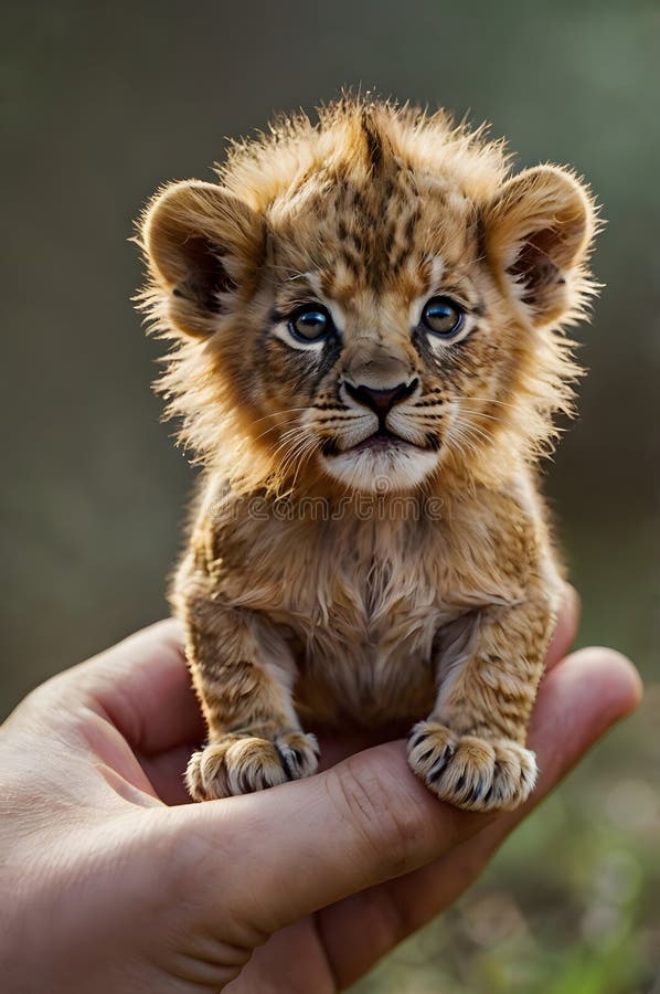 The World S Smallest Lion Held on a Finger Stock Illustration ...