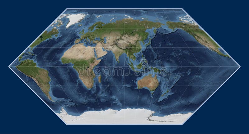 World Satellite Map - 90 PM. Eckert I Stock Illustration - Illustration ...