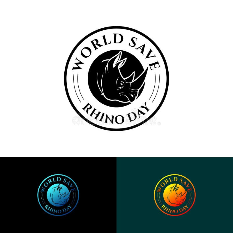 World Save the Rhino Day Vector. Stock Vector - Illustration of emblem ...