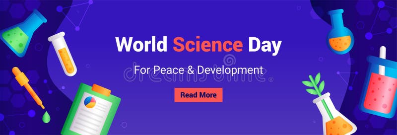World Science Day Horizontal Banner Vector Illustration Design Stock ...