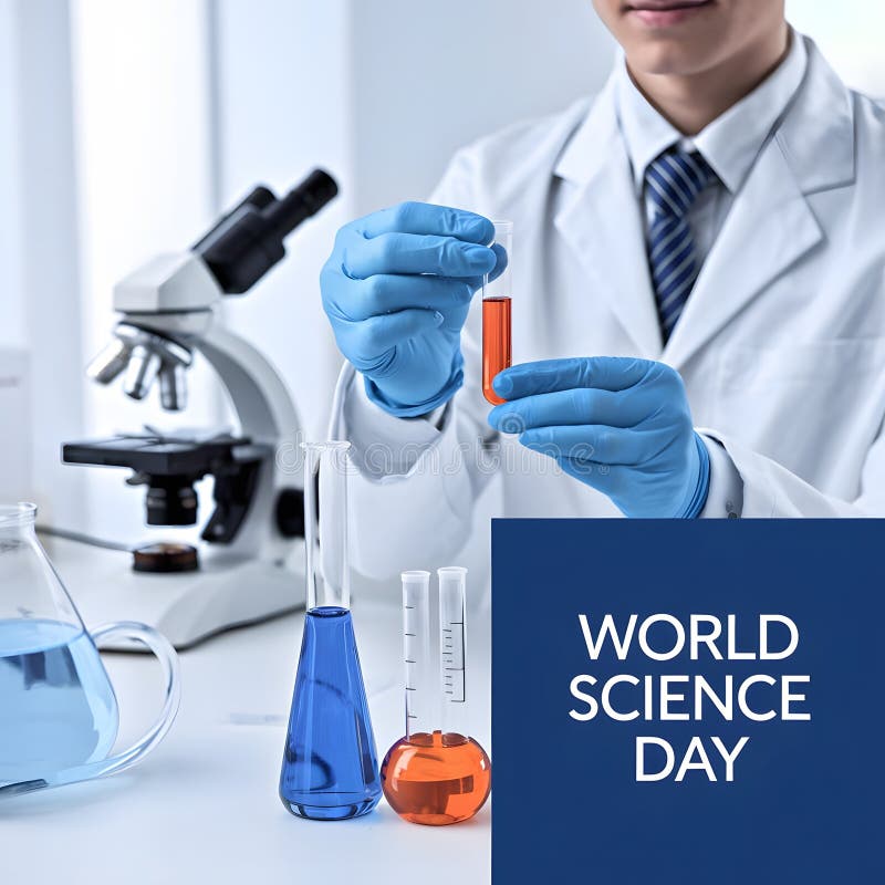 World Science Day. Scientists Working with Test Tubes and Microscopes ... World Science Day. Scientists Working with Test Tubes and Microscopes ...