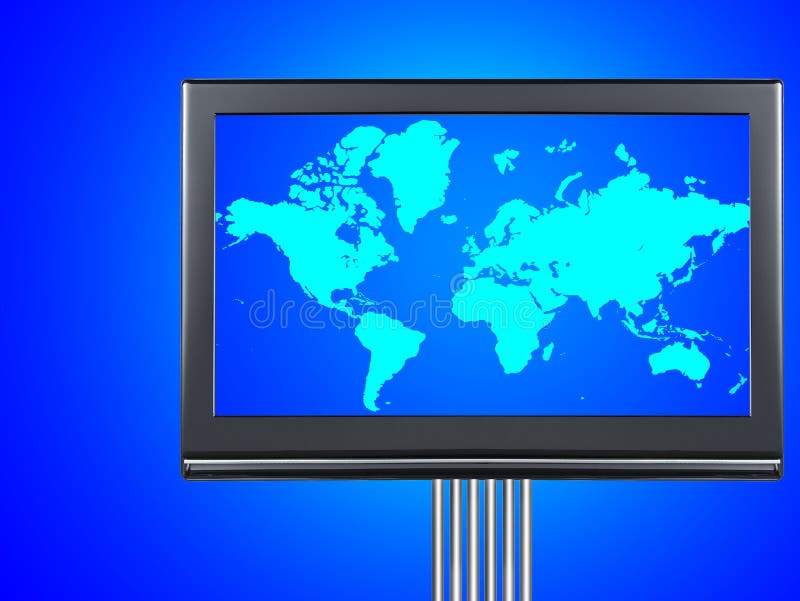 World Map on Screen Smart Phone Stock Illustration - Illustration of ...