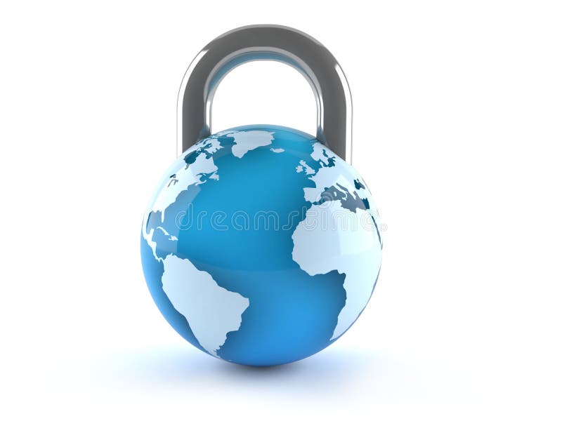 Secure World Thin Color Line Vector Icon Stock Vector - Illustration of ...