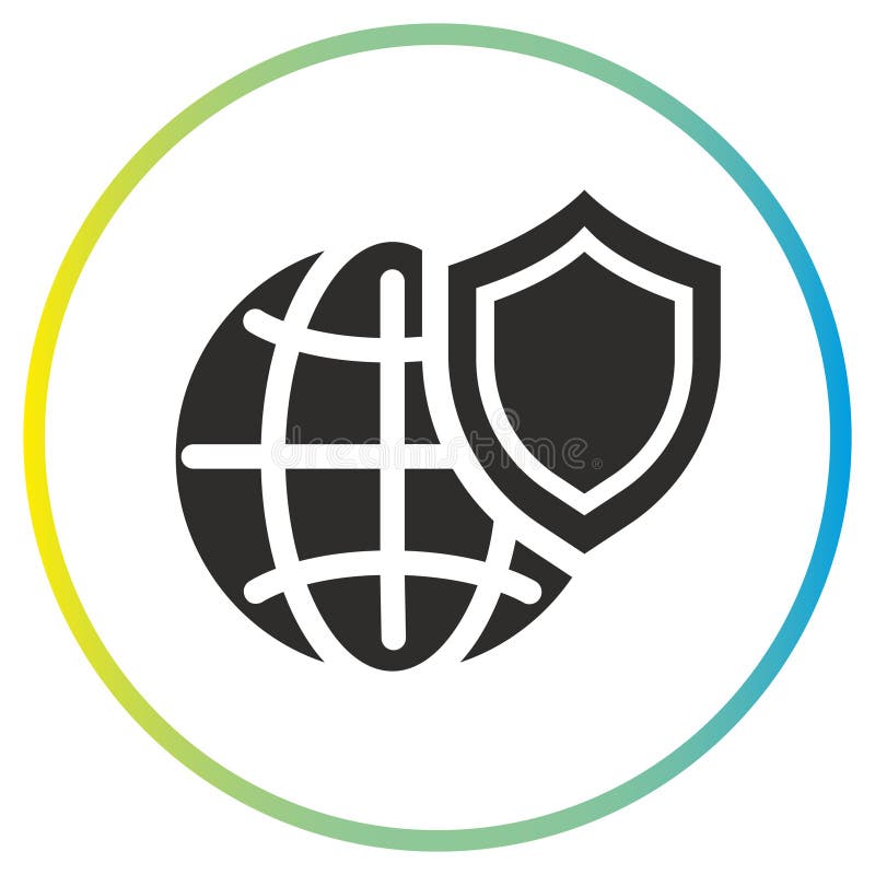 World Secure Icon, Globe with Shield, Flat Symbol Stock Vector ...