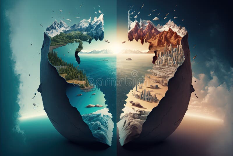 World that Separating Apart Stock Illustration - Illustration of ...
