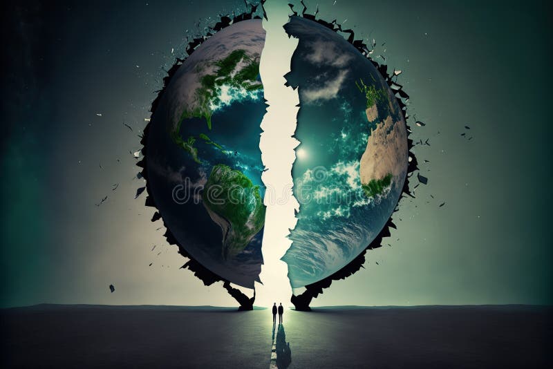 World that Separating Apart Stock Illustration - Illustration of flag ...