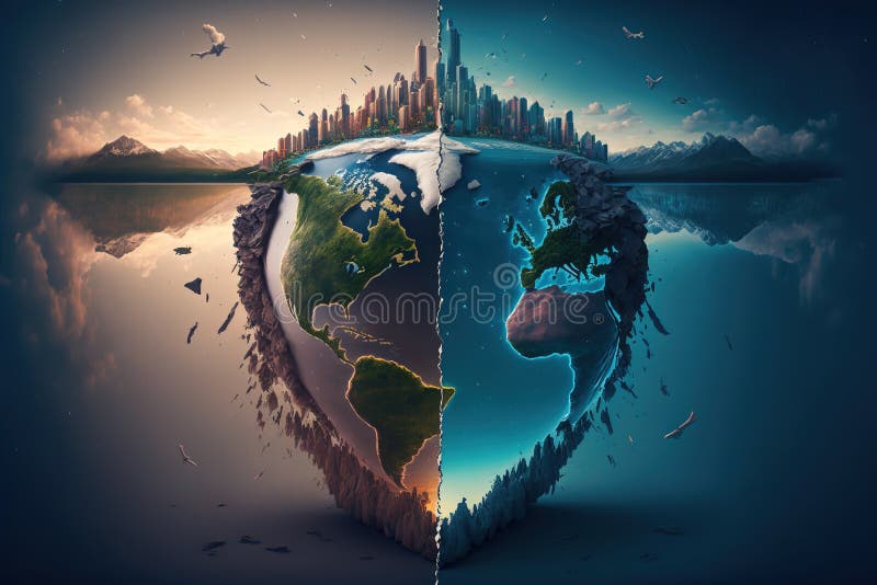 World that Separating Apart Stock Illustration - Illustration of global ...