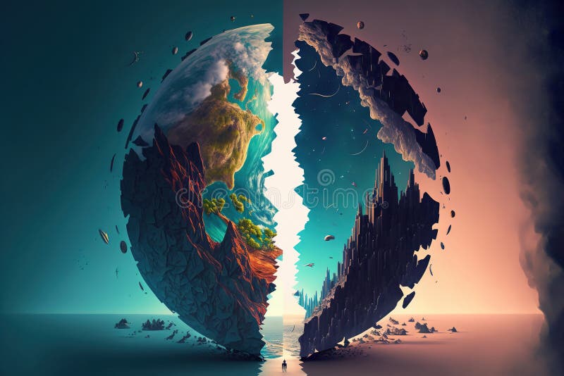World that Separating Apart Stock Illustration - Illustration of design ...