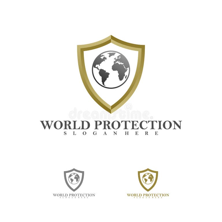 World Shield Logo Vector Template, Creative Shield World Logo Design ...
