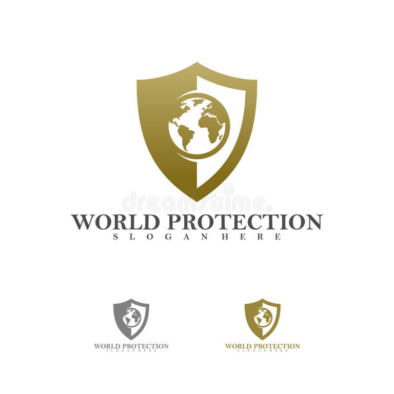 World Shield Logo Vector Template, Creative Shield World Logo Design ...