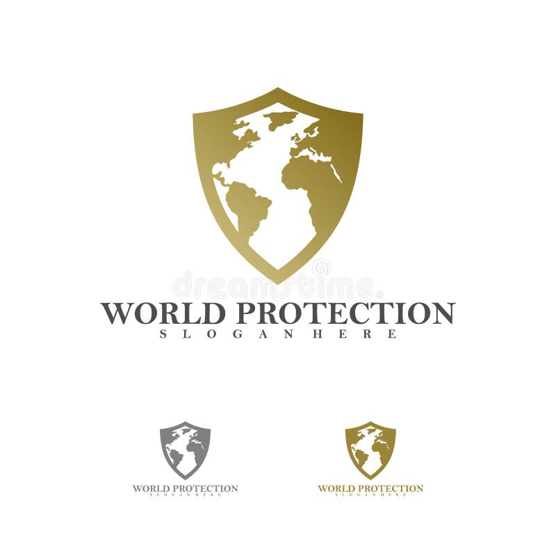 World Shield Logo Vector Template, Creative Shield World Logo Design ...