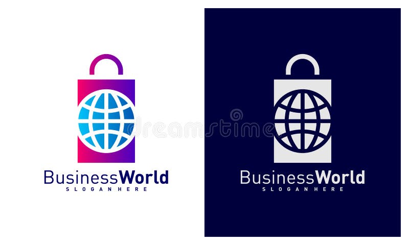 Set of World Shop Logo Vector Template, Creative World Logo Design ...