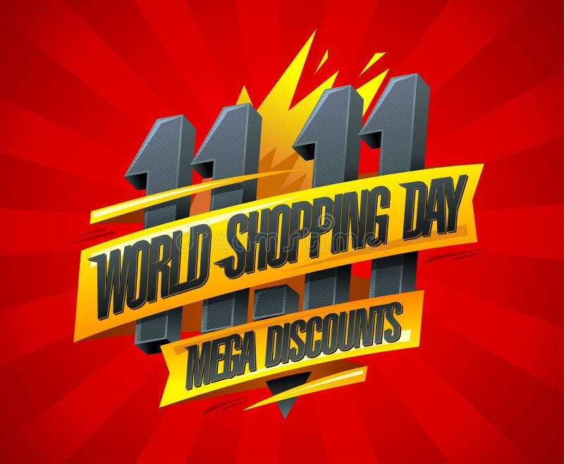 World Shopping Day Sale, Mega Discounts Flyer Template Stock Vector ...
