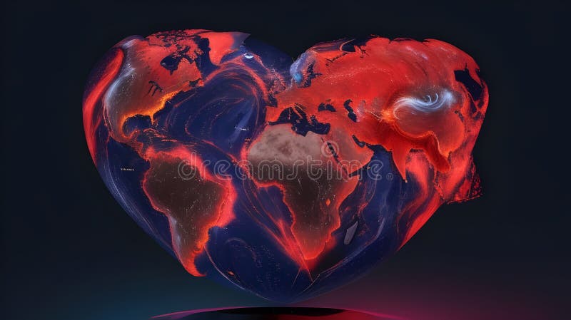 A World Shown As a Shape of a Heart - the World Heart Day Stock ...