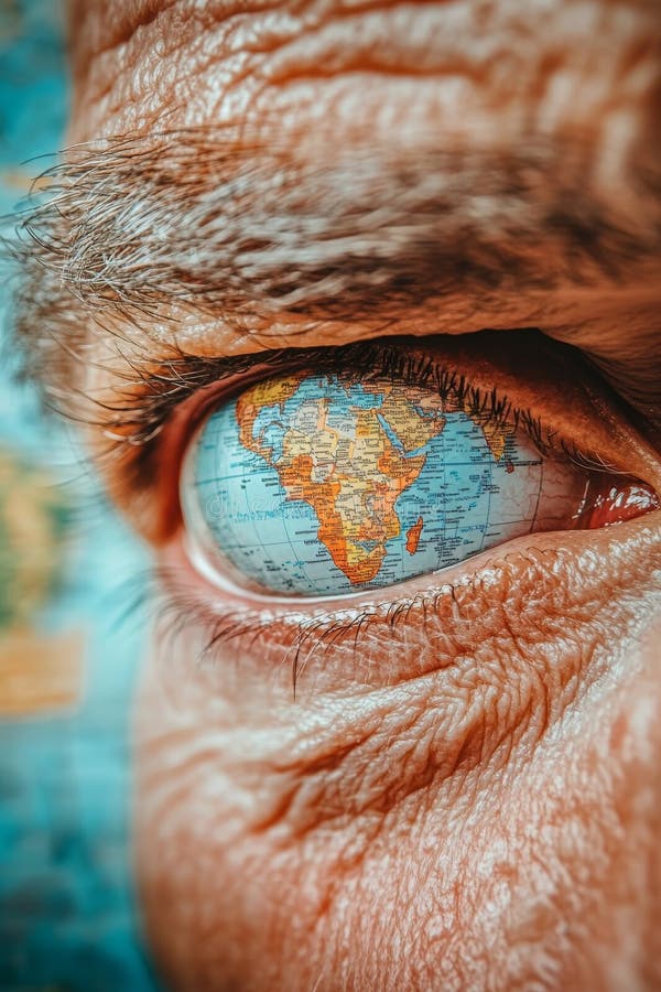 World Sight Day Concept Close-Up of Human Eye Reflecting Detailed World ...