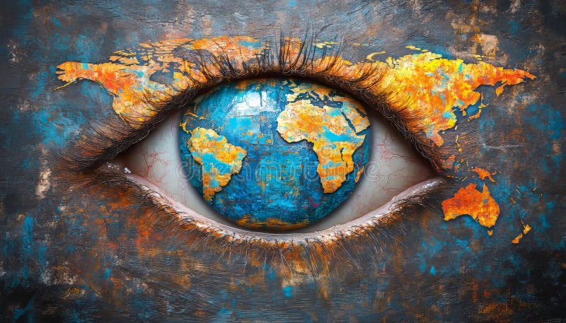 World Sight Day Concept Global Map Painted on Opened Human Eye with ...
