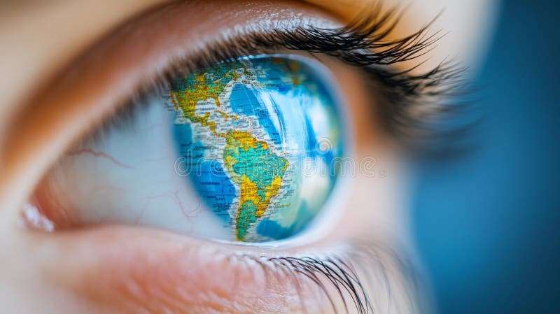 World Sight Day Planet Earth Reflection in Close-up Human Eye Concept ...