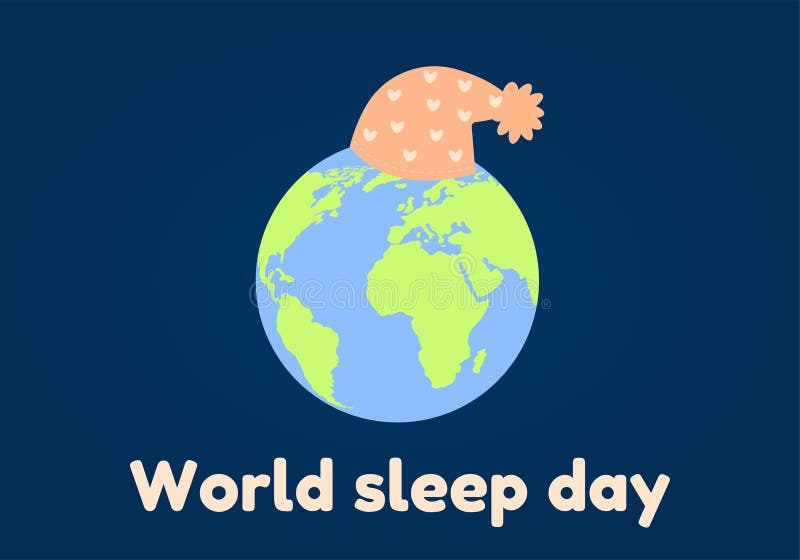 World Sleep Day. Sleeping Planet Earth Icon in a Cap for Sleep Stock ...