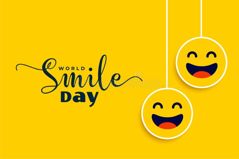World Smile Day Celebration Card with Laughter and Cheerful Hanging ...