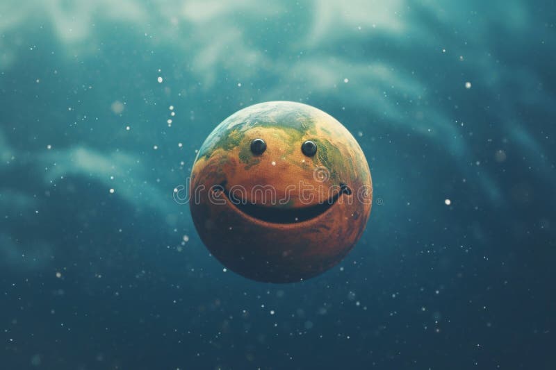 Planet earth is smiling. stock illustration. Illustration of ...