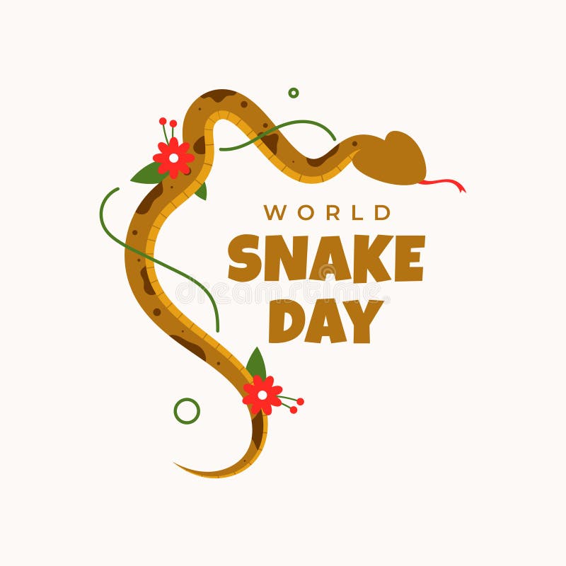 World Snake Day Handwritten Words Isolated on White Background. Stock ...