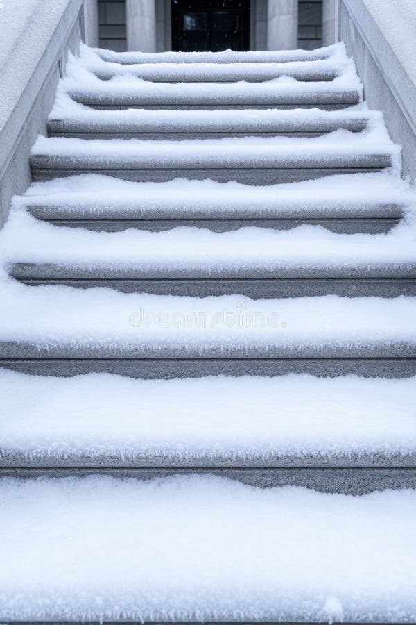 World Snow Day Snow-covered Stairs in a Winter Urban Setting Stock ...
