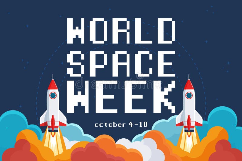 World Space Week Flat Vector Illustration Featuring a Space Shuttle and ...