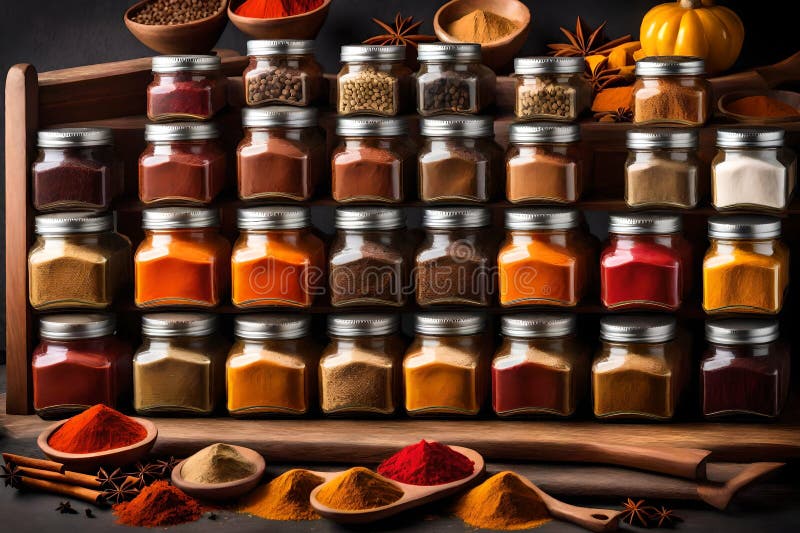 World of Spices: a Room Filled with Global Spice Collection Stock ...