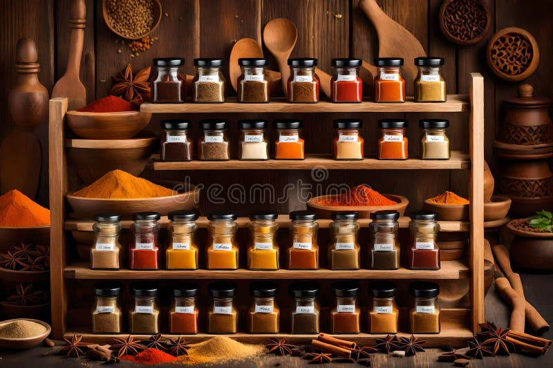 World of Spices: a Room Filled with Global Spice Varieties Stock ...