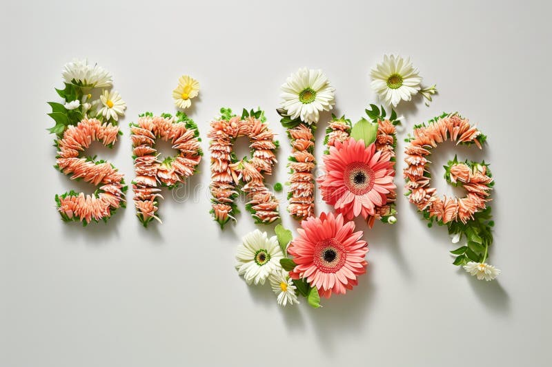 World SPRING Letters Made by Flowers Stock Illustration - Illustration ...