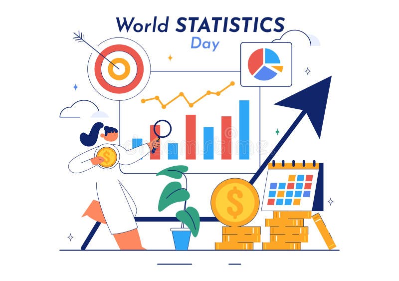 World Statistics Day Vector Illustration Featuring Data Calculation for ...
