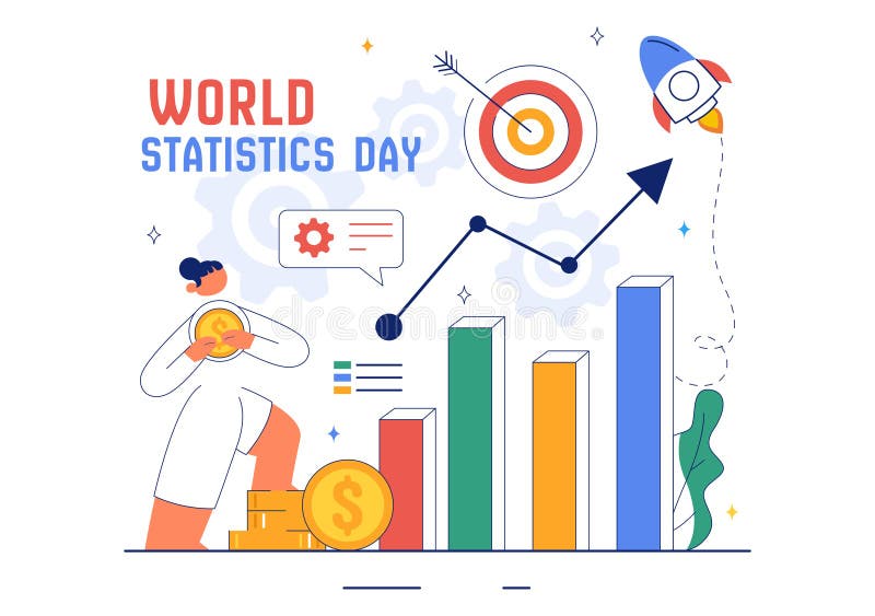 World Statistics Day Vector Illustration Featuring Data Calculation for ...