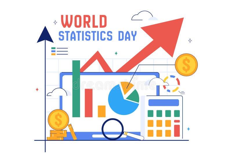World Statistics Day Vector Illustration Featuring Data Calculation for ...