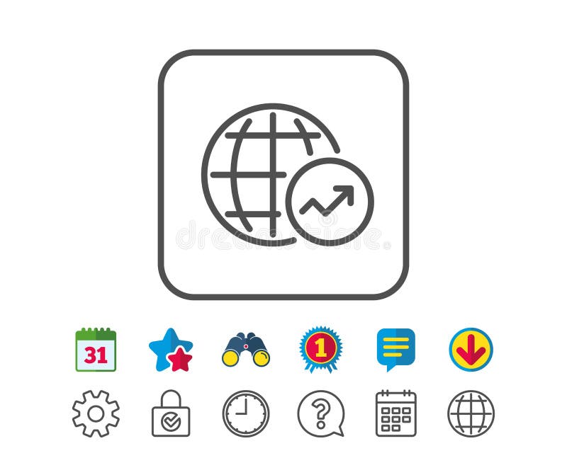 World Statistics Line Icon. Chart Sign. Stock Vector - Illustration of ...