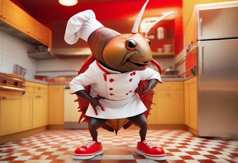 The World of a Stylish Cockroach Chef Stock Illustration - Illustration ...