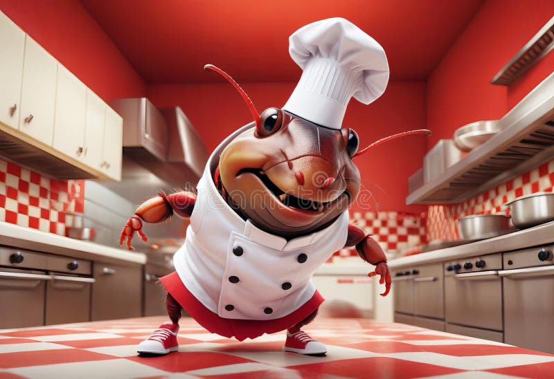 The World of a Stylish Cockroach Chef Stock Illustration - Illustration ...