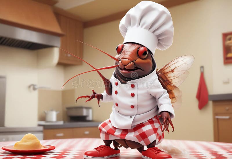 The World of a Stylish Cockroach Chef Stock Illustration - Illustration ...