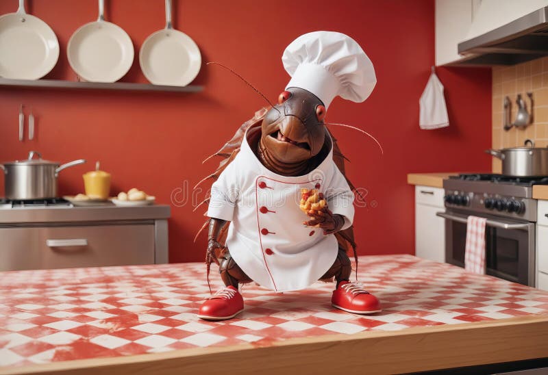 The World of a Stylish Cockroach Chef Stock Illustration - Illustration ...
