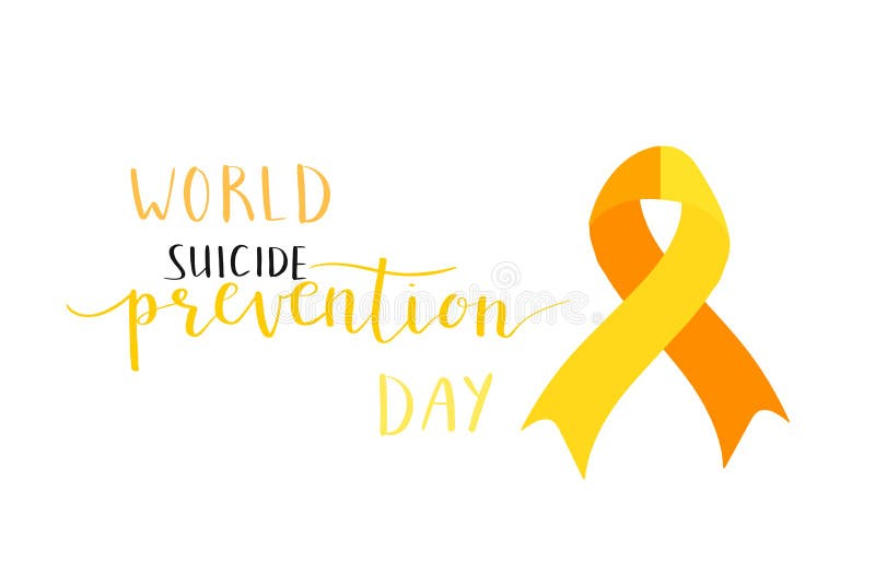 World Suicide Prevention Day Hand Lettering Vector Illustration. Orange ...