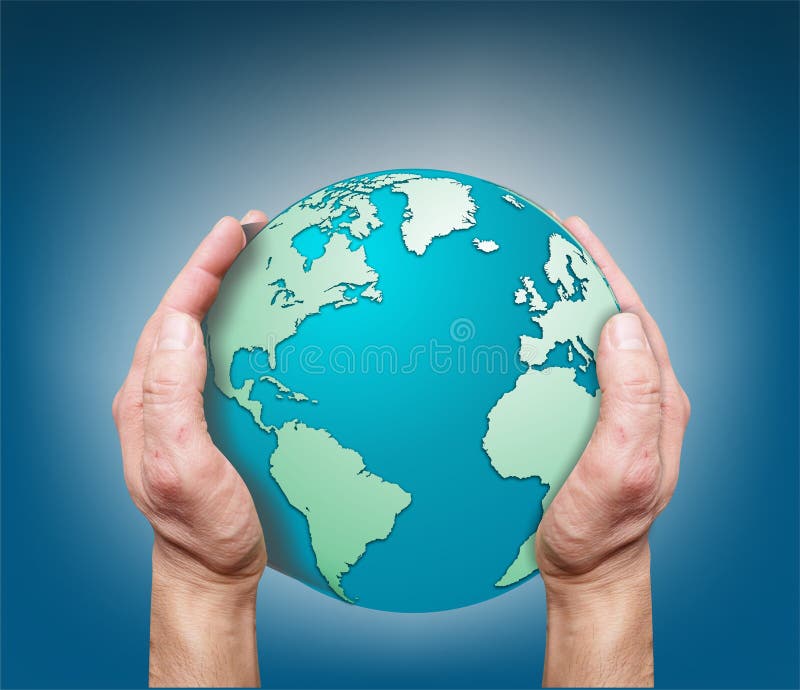 World Supported by Two Hands Stock Image - Image of universe, africa ...