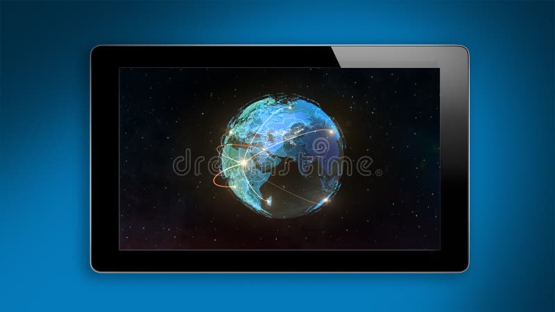 The World in Tablet Animation Stock Illustration - Illustration of ...