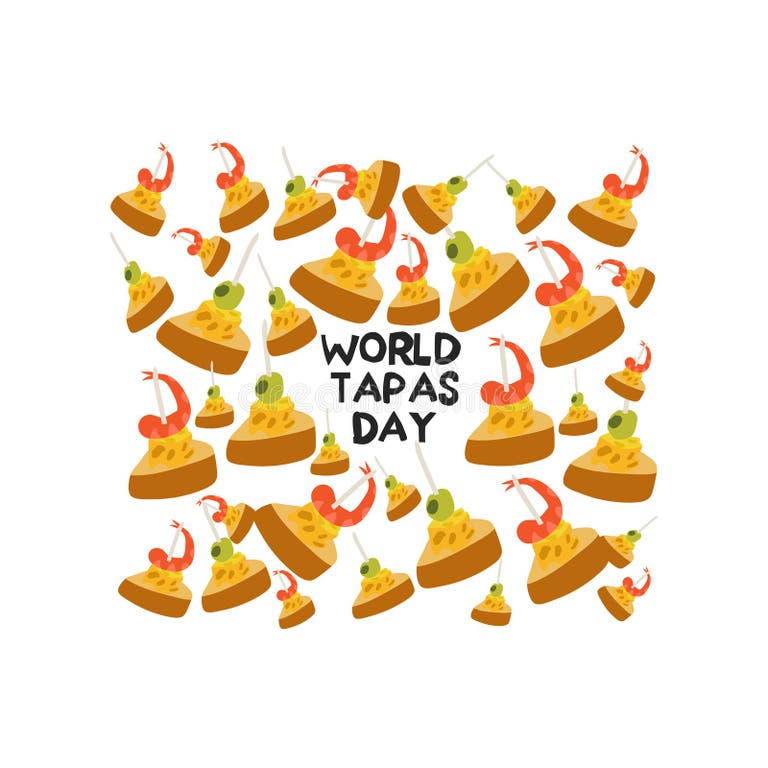 World Tapas Day Free Vector Illustration Stock Vector - Illustration of ...