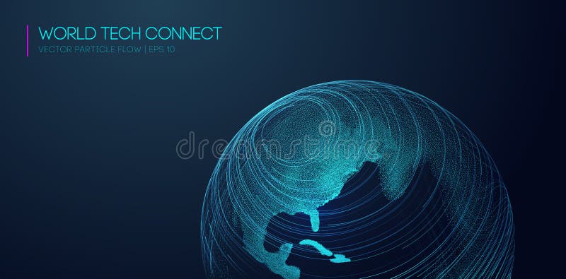 World Tech Connect Earth Globe. Computer World Connectivity Structure ...