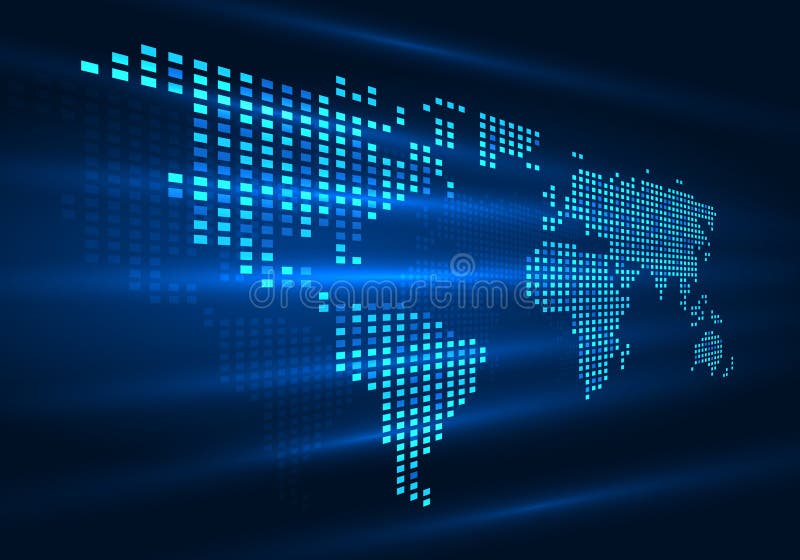 Abstract Background Technology Map of the World Made Up of Tiny Pixels ...