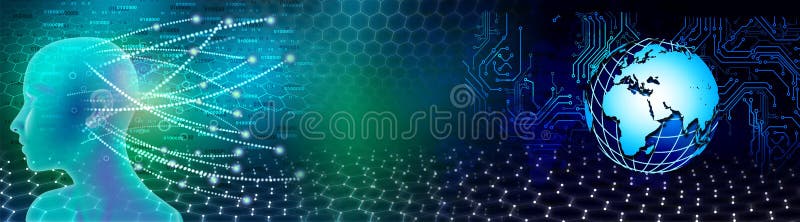 World Technology Business Banner Cogs Background. Connected Technology ...