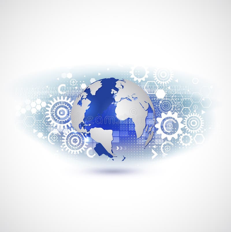 World Technology Business Banner Background. Connected Technology World ...